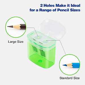 KIDMEN 24 PCS 2 Holes Small Manual Pencil Sharpener with Lid,for Kids,School