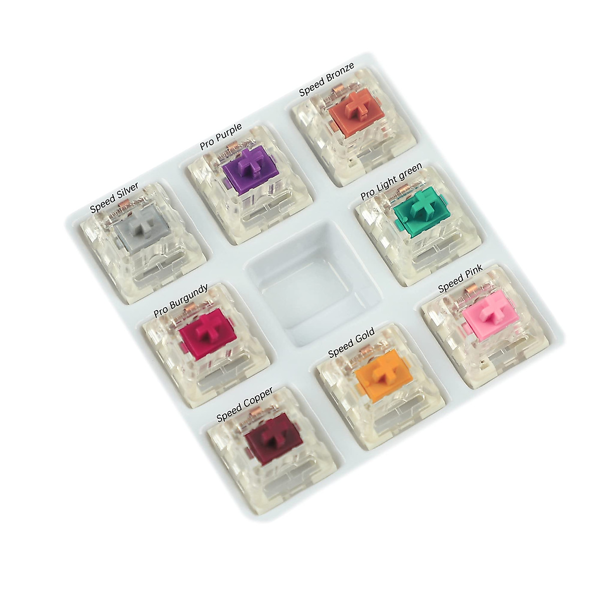 70 PCS Kailh Speed Gold Silver Copper Bronze Pink Pro Purple Light Green MX SMD 3 Pin RGB Switches for Backlit Mechanical Gaming Keyboard (Speed Silver)