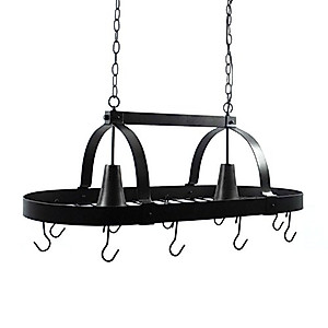 Elegant Designs PR1000-ORB Home Collection 2 Light Kitchen Pot Rack with Downlights, Oil Rubbed Bronze