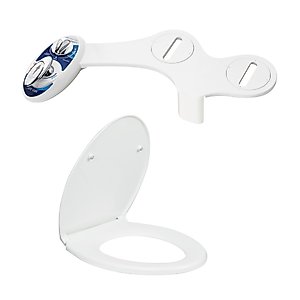 LUXE Bidet NEO 320 Blue and Elongated Toilet Seat Bundle
