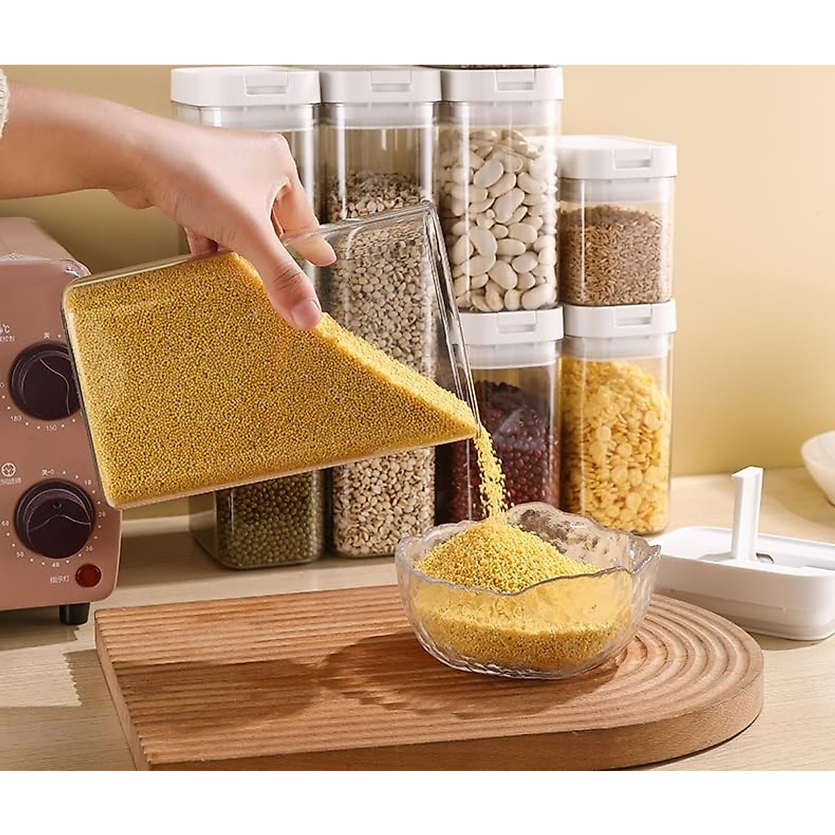 Frianchlly 2PCS Airtight Food Storage Containers Set with Lids PP Free Plastic Dry Food Canisters for Kitchen Pantry Organization and Storage (800ml/28.16oz)