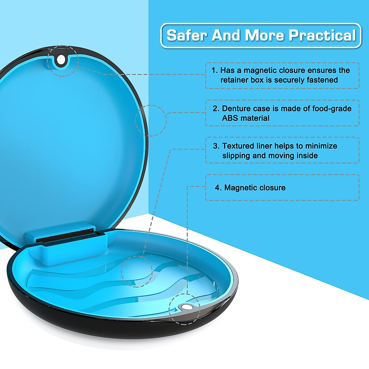 BVN Retainer Case Orthodontic Dental Case Slim Braces Case, Mouth Guard Case, Denture Case, Teeth Aligner Case, Night Guard Case Container Storage Holder Black.