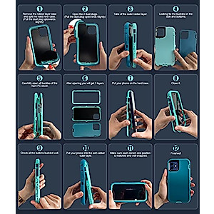LeYi Samsung A53 5G Case: 3-in-1 Full Body Protection, Teal Blue with [2 Pack] Tempered Glass Screen Protectors