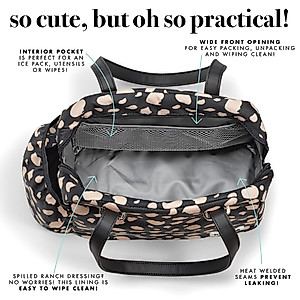 Fit & Fresh Lunch Bag For Women, Insulated Womens Lunch Bag For Work, Leakproof & Stain-Resistant Large Lunch Box For Women With Bottle Pocket, Long Straps, Zipper Closure Laketown Bag Black Cheetah