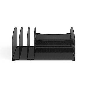 Safco 3213BLKD Onyx Steel Desk Organizer 3 Horizontal, 3 Upright Sections, Perfect for Destkop Ogranization in the Home, Office or Classroom, Black
