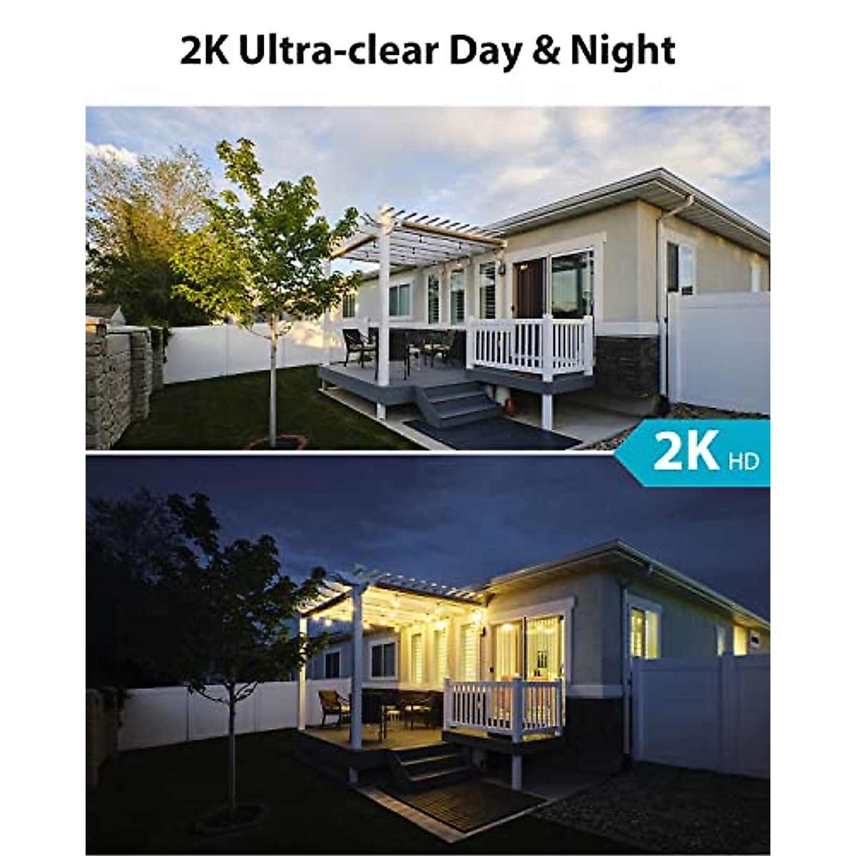 DEKCO Solar Security Camera Wireless Outdoor, 2K Night Vision with Spotlight, Pan Tilt 360° View, 2.4Ghz WiFi, 2-Way Talk, Human Detection, Cloud/SD Video Surveillance DC9E