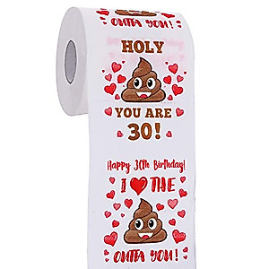 30th Birthday Gifts for Men and Women - Happy Prank Toilet Paper - 30th Birthday Decorations for Him, Her - Party Supplies Favors Ideas - Funny Gag Gifts, Novelty Bday Present for Friends, Family