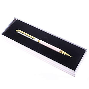 Graphique Pretty Floral Fashion Pen, 5.5" Refillable Black Ink Ballpoint Pink w/"Think Happy" Quote & Matching Gift Box, Makes a Beautiful, Unique Gift