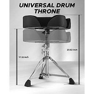 Starfavor Drum Throne Height Adjustable Padded Seat Drum Stool Saddle Drum Seat, with Double Braced Anti-Slip Feet Swivel Drum Chair for Adults, Motocycle Style, ST-500