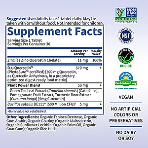 Garden of Life Quercetin Post Workout Recovery with Zinc, Turmeric & Green Tea – Dr Formulated – Healthy Inflammatory Response & Joint Support - Gluten Free, Non GMO, Carbon Neutral – 30 Tablets