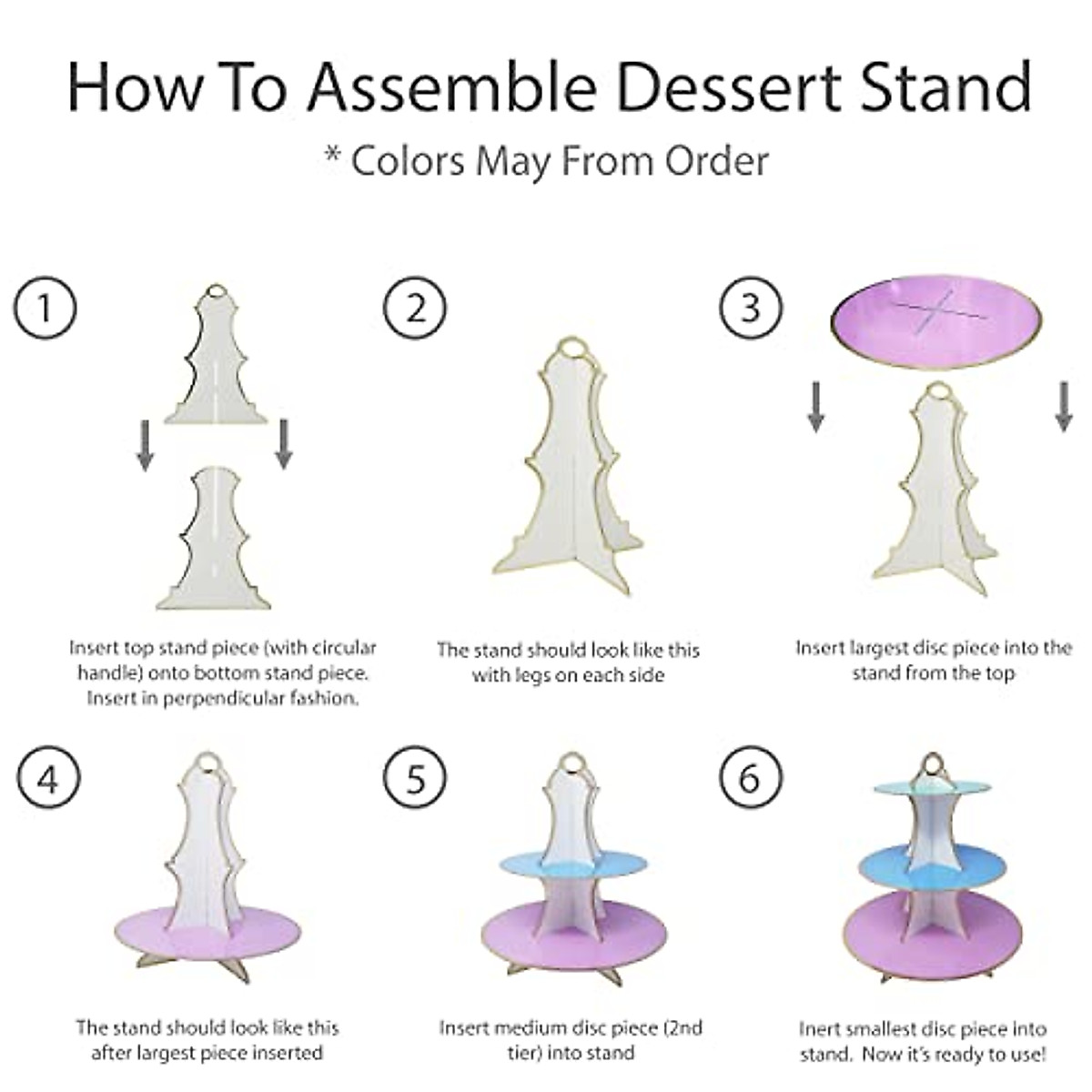 3-Tier Dessert & Cupcake Decorative Serving Tray Stand for Birthdays and All Themed Parties & Events, 2 Serving Towers Per Pack (Pastel Rainbow)