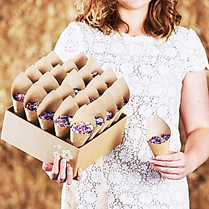 Wedding Confetti Cones, Hsxxf 50PCS Wedding Confetti Holder Stand Box Tray Laser Cut Hollow Confetti Cones Candy Gift Boxes with Hemp Ropes for Wedding Party Decoration