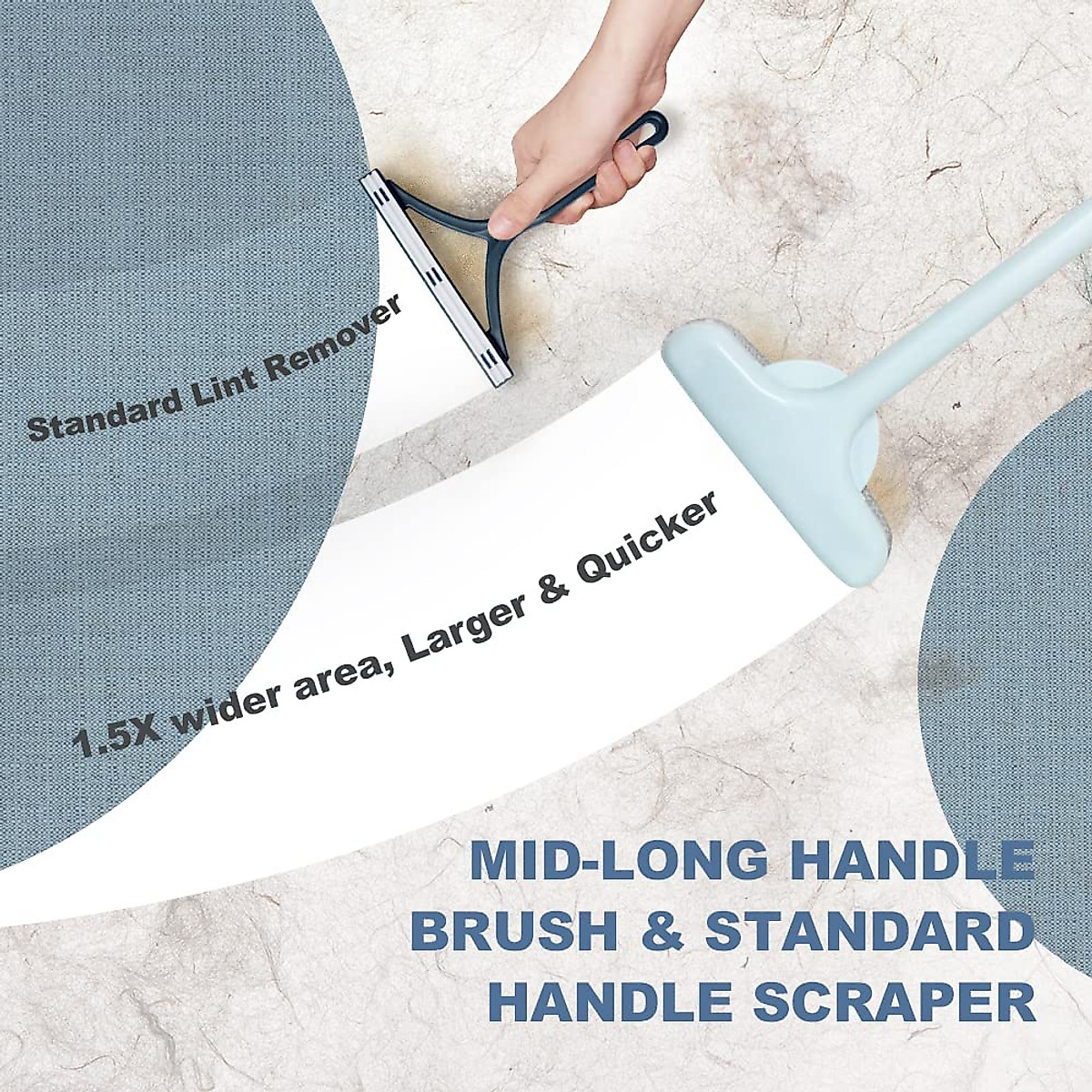 4 Pack Pet Hair Remover, Cat Dog Hair Remover for Couch, Lint Cleaner, Portable Carpet Scraper, Clothes Fuzz Rollers Brush for Carpets, Car Mat, Bedding, Pet Bed, Furniture & Rug-Upgraded