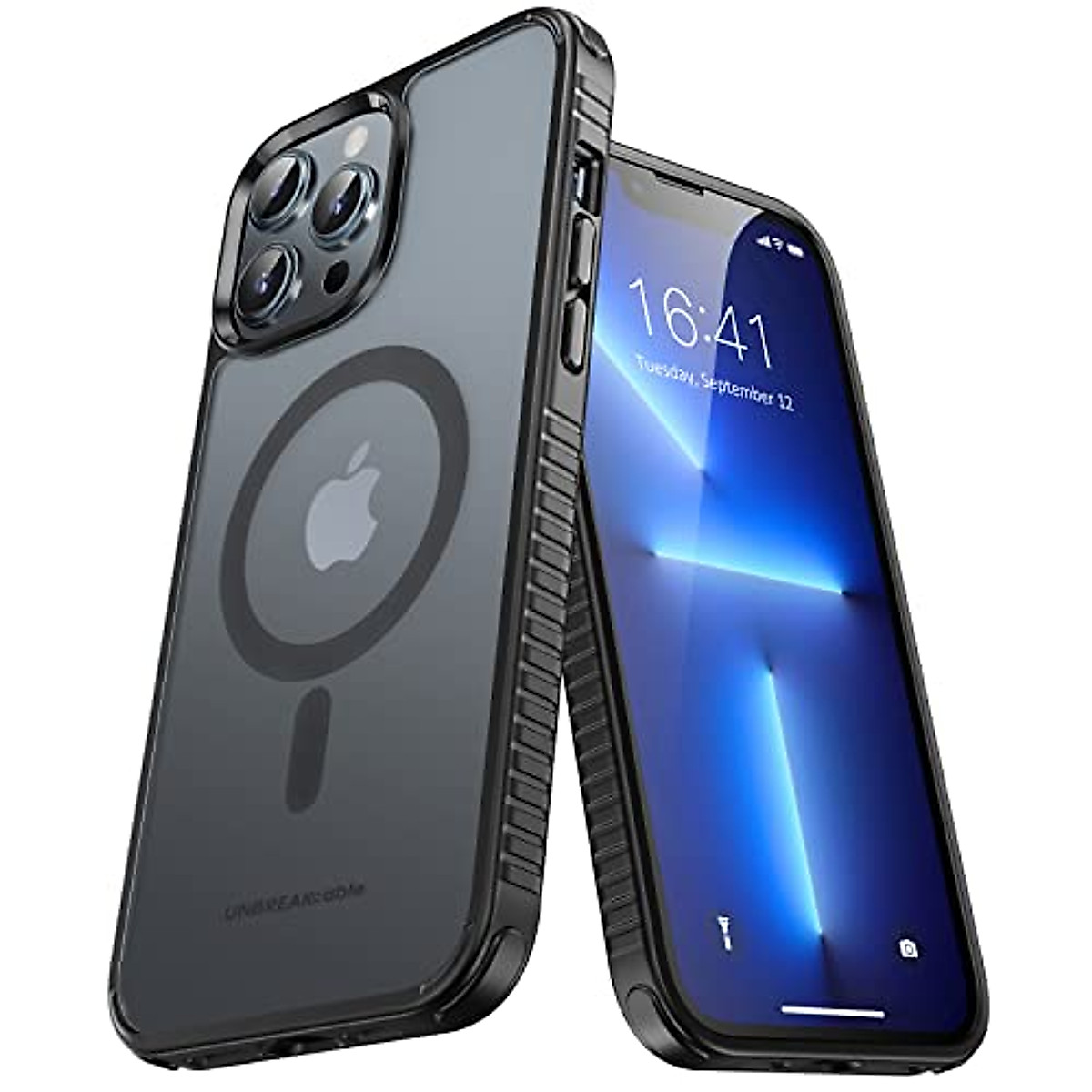 UNBREAKcable Magnetic Case for iPhone 13 Pro Max, iPhone 13 Pro Max Case with MagSafe[Military Grade Shockproof] Translucent Matte Back& Soft Silicone Airbag Bumper for Apple 6.7”– Black (UBHP456)