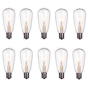 Romasaty 10-Pack Edison Light Bulbs ST40 Clear Replacement Bulbs-7 watts 120 Volts E17 Screw Base for Outdoor Indoor Patio Edison String Lights-Clear