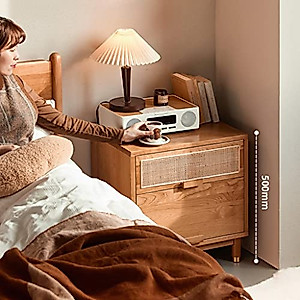 Nightstand, End Table with 2 Drawers, Modern Bed Side Table, All Solid Wood Bedside Table,Brass Decorative Cabinet Legs