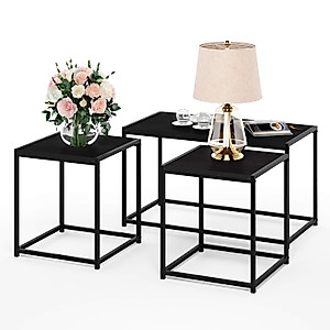 Furinno Camus Modern Living Room Coffee Table with 2 End Tables Set, Americano