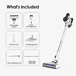 Tineco Pure ONE S15 Essentials Smart Cordless Vacuum Cleaner, Stick Vacuum with ZeroTangle Brush & Fade-Free Suction, Deep Clean for Hard Floor & Carpets, Pet Hair Cleaning with Led Headlights