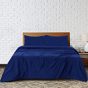 VISI-ONE Karin Maki Microfiber Full Size Bed Sheets Set - 1800 Thread Count Bed Set - Super Soft Luxury Egyptian Bedding - Deep Pocket Fitted Sheet with Pillow Cases - Blue