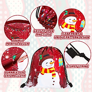 Mixweer 24 Pcs Christmas Drawstring Gift Bags Bulk Xmas Kid Snowman Goodies Snack Treat Presents Wrapping Reusable Children Birthday Party Sport Supplies 12 x 10 Inch (Vivid Style)