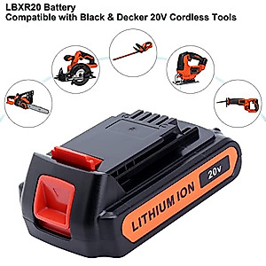 ELEFLY 2 Pack 20V Max 4.0Ah LBXR20 LB2X4020 Replacement for Black and Decker 20V Lithium Battery LBXR20-OPE LBX4020 LBXR2020-OPE, Compatible with Black Decker 20V Drill Battery LBX20 LB20 LB2X3020-OPE