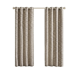 Madison Park Cameron Yarn Dyed Texture Curtain, Grommet Top Window Drapes for Living Room, Bedroom and Appartment, 50 in x 84 in, Mocha