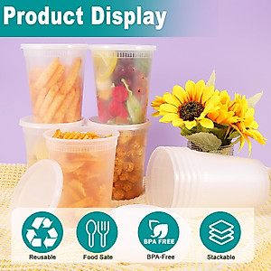 IJRPLM 50 Pack Deli Containers with Lids,24oz Plastic Deli Food Storage Containers, Leakproof Clear Takeout Container With Airtight Lids, BPA-Free, Microwave Dishwasher Freezer Safe,Heavy-Duty Quality