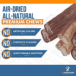 K9warehouse® - Bully Sticks for Small Dogs & Puppies - (6 inch, 6 Count) Thin Pizzle Sticks for Teething Relief - Puppy & Dog Chew Treats for Medium Dogs - 100% Natural & Safe Bully Stick