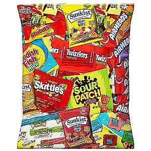 Sarah's Candy Factory Halloween Bulk Assorted Fruit Candy - Starburst, Skittles, Swedish Fish, Air Heads, Jolly Rancher, Sunkist,and more in Bag, 4 Lbs