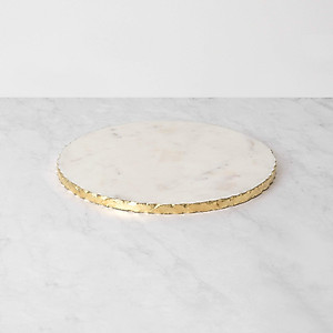 INA KI Natural Marble Cheese/Serving board with Golden Foiling - 11 Inch Dia