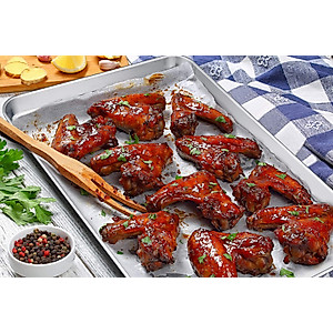 P&P CHEF Baking Sheet Pan with Rack Set, Stainless Steel Cookie Sheet Pan Tray with Cooling Rack for Oven Use, Cooking Roasting, Non Toxic & Dishwasher Safe, Heavy Duty - 19.6 Inch