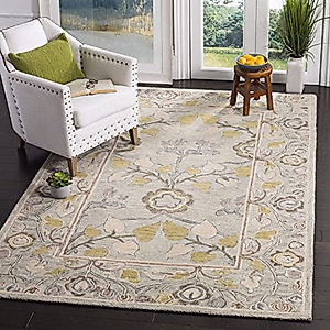 SAFAVIEH Roslyn Collection 4' x 6' Light Grey/Multi ROS908A Handmade Floral Wool Area Rug