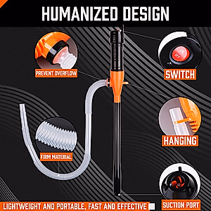 HORUSDY Battery Portable Battery Operated Gas & Water Pump, Powered Fuel Transfer Pump, 2.2GPM Gasoline & Liquid Siphon Pump, Automatic Gas Pump for Gas Can & Tank, Handheld Liquid Transfer Pump