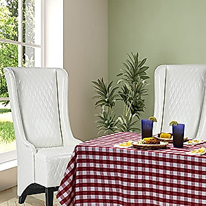 ME2 22" W Luxury Leather Chair for Dining Room High Back Accent Chair for Living Room, Solid Wood Frame Side Chair with Wood Legs Dining Chair for Restaurant/Dining Room, White