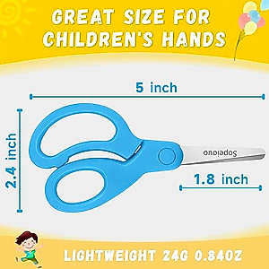 5" Kids Scissors, 6 Pack Blunt Tip Small Scissors Stainless Steel Safety Scissors, Comfort Grip Toddler Scissors for School Kids Classroom Children Craft Paper, School Supplies for Kids