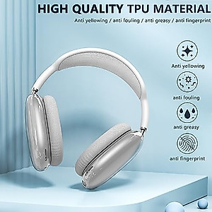 Clear AirPods Max Case and Leather Airpod Max Automatic Sleep Function Protective Headphones Case,Inesore for Apple Airpods Max Case Accessories Anti Scratch dust Prevention(Black Case+Clear Case)