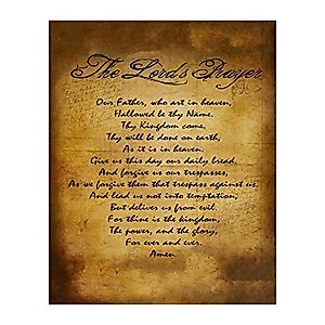 The Lord's Prayer-Antique Brown-Matthew 6: 9-13- Brown Parchment Print- 8 x 10" Wall Art- Ready to Frame. Rustic Scroll-Script Design-Home Décor, Kitchen Décor-Christian Gifts. Inspirational Prayer.