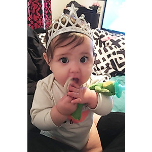 HONBAY 2PCS Baby Hair Accessories Baby Princess Crown Headband with Crystal and Star for 1 to 3 Years Old Baby, Gold and Silver