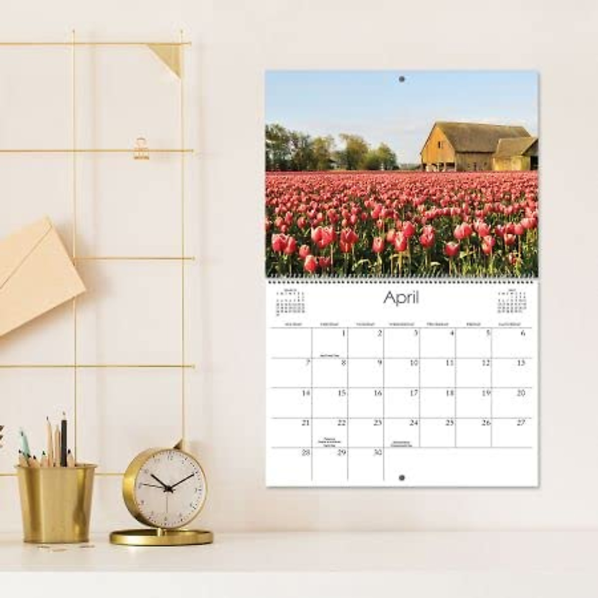 2024 Seasons Wall Calendar, 12-Inch x 9-Inch Size Closed, 18-Inch Size Open, Large Bookstore-Quality, Spiral-Bound Hanging Monthly Wall Calendars for Kitchen & Office, by Current