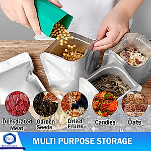 50 Pcs Mylar Bags For Food Storage With Oxygen Absorbers, Airtight Resealable Foil Pouches For Long Term Storage, Reusable ziplock Bags pack of 1 gallon(25pcs) and 1 quart(25pcs)