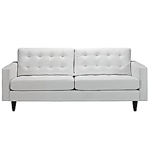 Modway Empress Mid-Century Modern Upholstered Leather Loveseat In White