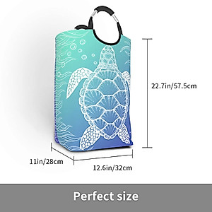Duduho Sea Turtle Ocean Animal Laundry Basket with Handles Laundry Hamper Toys Storage Organizer Foldable Bucket Washing Bin Dirty Clothes Bag for Home Bathroom Bedroom Dorm