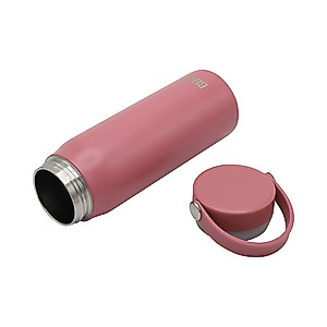 BUILT Cascade Double Wall Vacuum Insulated Stainless Steel Wide Mouth Water Bottle with Comfort Grip and Carry Handle Lid, 20 ounces