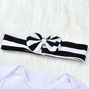 Newborn 4pcs Set Outfit Striped Hoodie with Romper Jumpsuit+ Striped Long Pants and Hat (0-3Months, Long Sleeve)