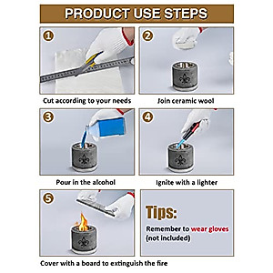 2Pack Premium Ceramic Wool for Portable Tabletop Firepit to Extend Burn Time - Ceramic Wool Wick Sponge Ceramic Fiber Insulation for Bioethanol Fireplaces (12" x 8")