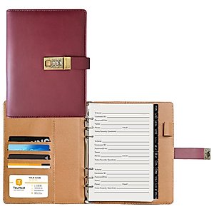 A5 Password Book with Combination Lock & Alphabetical Tabs, 302 Pages Leatherette Hardcover Internet Address & Password Organizer Logbook, Large Print, Refillable, 576 Entries, for Seniors