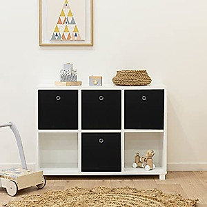 NieEnjoy Black Foldable Storage Cubes Bins ,11 Inch Cloth Storage Cube Fabric Storage Box Cubes Organizer Baskets with Dual Handles for Home Organizer Set of 3 (Black)