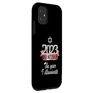 iPhone 11 2023 Bar Mitzvah Quote Festive Black Rose Decor Case