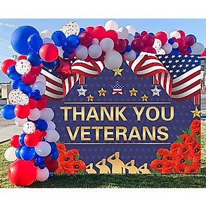 Thank You Veterans Photography Backdrop Banner Patriotic Memorial Day Background for Greeting Military Army Heroes Theme Party Supplies Photo Booth Props Decoration (7X5FT)