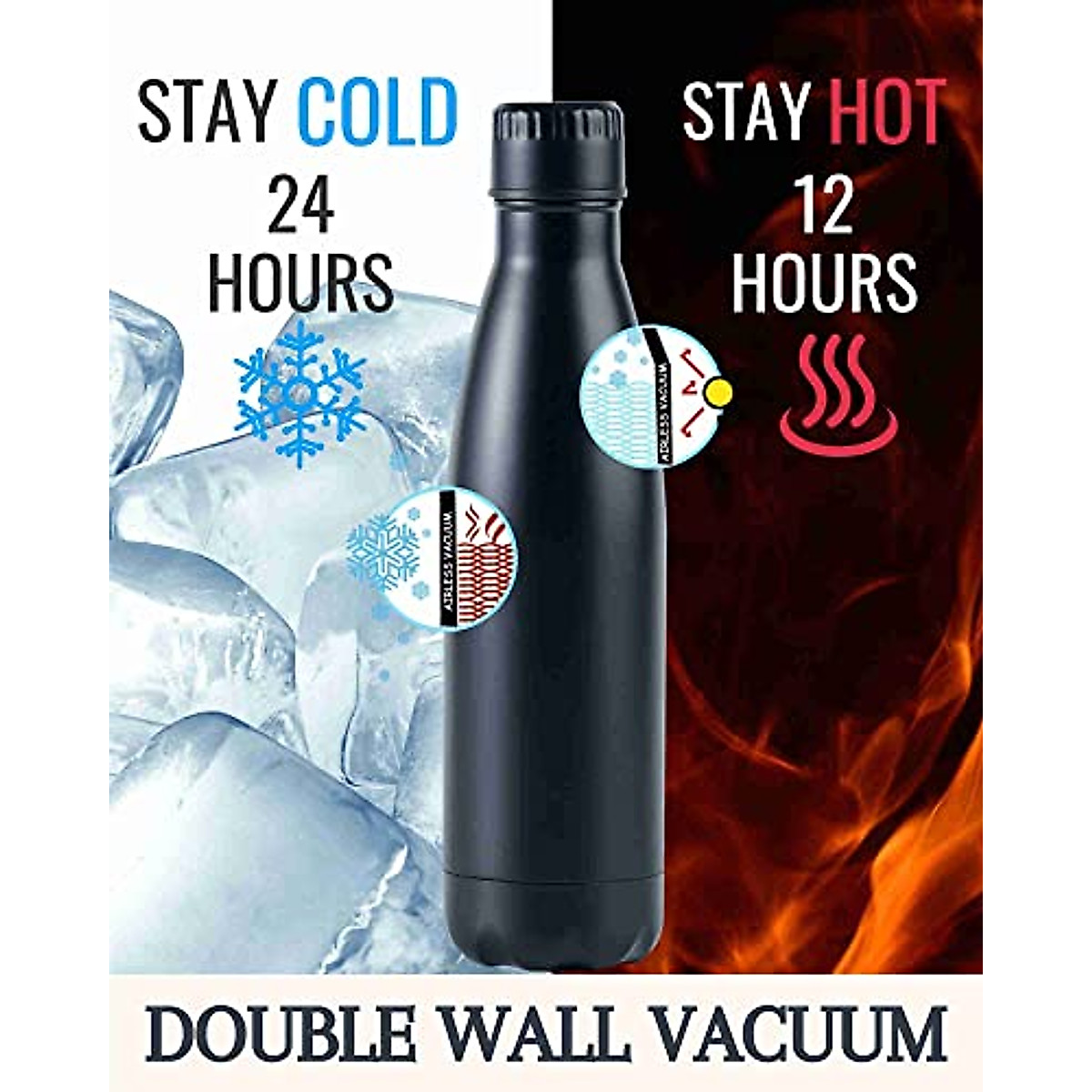 Chicago City Skyline Gifts, Chicago Gifts for Chicago Lovers, Skyline Map 17oz/500ml Stainless Steel Insulated Water Bottle, Perfect for Birthday & Christmas